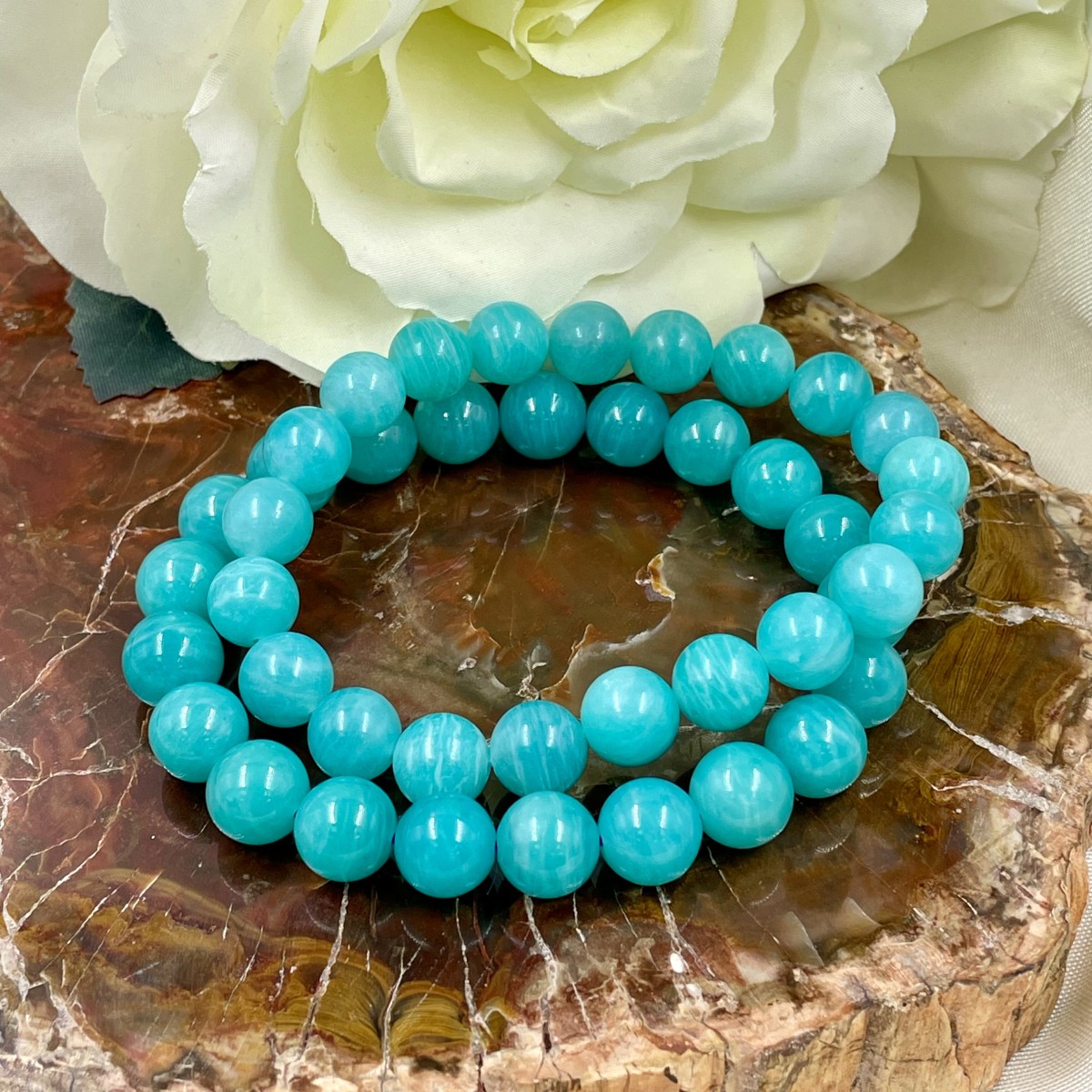 Amazonito apyrankė (AA), 10 mm – GYVI KRISTALAI