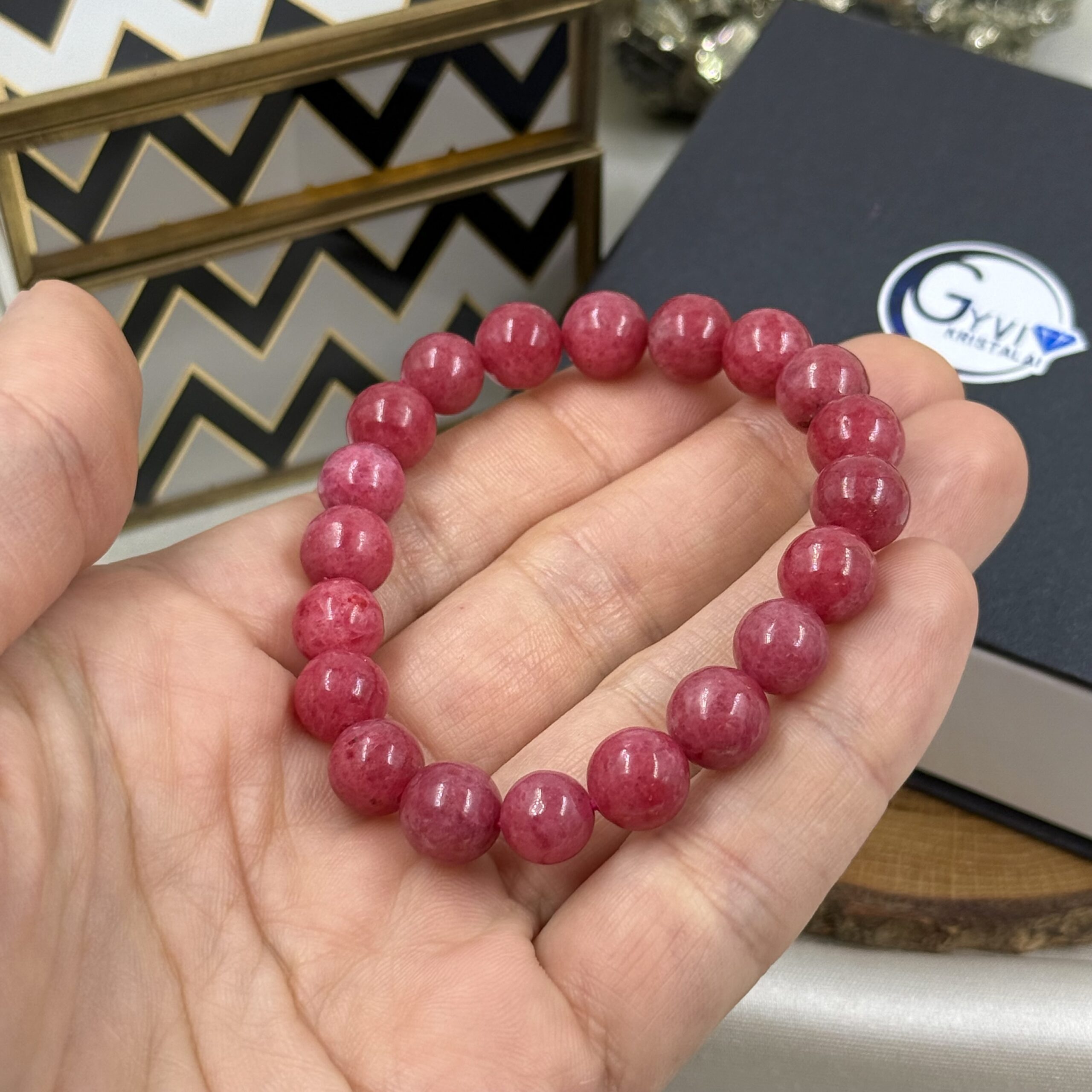 Rodonito apyrankė (AAA), 10 mm – GYVI KRISTALAI